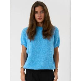 Strickpullover TEESHOPPEN "TEESHOPPEN Sweater Chloe", Damen, Gr. onesize, light blau, Obermaterial: 65% Polyacryl, 17% Polyamid, 9% Wolle, 9% Viskose, Pullover Strickpullover