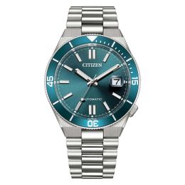 Automatikuhr Citizen "Tsuyosa Shore", blau (silberfarben, blau), Armbanduhren, Herren, Automatikuhr, Armbanduhr, Damenuhr, Herrenuhr, Mechanische Uhr, Edelstahlarmband
