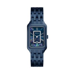 Quarzuhr Fossil "Raquel", blau, Armbanduhren, Damen, Quarzuhr, Armbanduhr, Damenuhr, Edelstahlarmband, analog, Tag, Glassteine