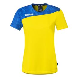 Trainingsshirt Kempa "Trainings-T-Shirt Athletics 29 Women", Damen, Gr. L, gelb (limonengelb, royal), Obermaterial: 100% Polyester Pol. recyc.., Shirts