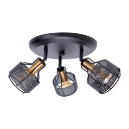 N&auml;ve N&Auml;VE Deckenspots "Foro", schwarz, 3, &Oslash; 9,5cm H: 12,5cm, 1 Stk., Leuchten, 3er Wand-/Deckenrondell schwarz, Fassung golden, exkl. 3x E14, D: 41cm