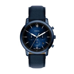 Chronograph Fossil "Neutra", blau, Armbanduhren, Herren, Chronograph, Quarzuhr, Armbanduhr, Herrenuhr, Lederarmband, analog, Tag