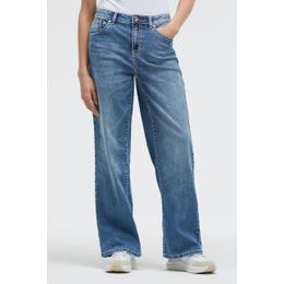 Regular-fit-Jeans SOCCX, Damen, Gr. 30, Normalgr&ouml;&szlig;en, saltwater blau, Denim/Jeans, Material: 72% Baumwolle, 27% Polyester, 1% Elasthan, Zusatz: Enth&auml;lt nichttextile Teile tierischen Ursprungs (Badge), Abriebeffekte, regular fit, Jeans, mit breiten N&auml;hten
