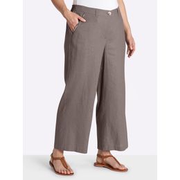 Leinenhose sheego, Damen, Gr. 40, Normalgr&ouml;&szlig;en, dunkeltaupe, 55% Leinen, 45% Viskose, unifarben, Hosen