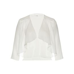 Boleroblazer bonprix, Damen, Gr. 40, wollwei&szlig;, Chiffon, Obermaterial: 100% Polyester, leicht transparent, unifarben, figurumspielend taillenlang, Blazer, f&uuml;r festliche Anl&auml;sse und Hochzeiten, 3/4-&Auml;rmel, Wasserfallkragen