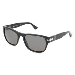 Persol PO3341S | Unisex-Sonnenbrille | Fassung: Vollrand, Quadratisch, Acetat, Schwarz | Glasfarbe: Grau