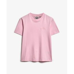 T-Shirt Superdry "Essential Logo Emb Tee", Damen, Gr. L, marigold, schwarz, optic, Single Jersey, Obermaterial: 100% Baumwolle, bedruckt, normal, Rundhals, Shirts T-Shirt