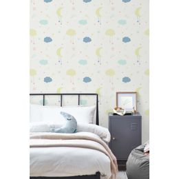 Vliestapete next "MOON & STARS Vliestapete 10mx52cm", bunt (mehrfarbig), B:0,52m H:0m L:10m, Vlies, Tapeten