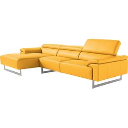 Ecksofa Egoitaliano "Malika, edel und bequem, Designsofa mit hochwertigen Bez&uuml;gen, L-Form", gelb, B:287cm H:94cm T:165cm, Leder &raquo;BULL&laquo; (echtes Rindsleder). Geschliffenes, pigmentiertes und behandeltes Rindsleder mit einer Dicke von 1, 3-1, 5 mm. Dieses Leder zeigt eine ziemlich weiche Hand mit einem halb undurchsichtigen Aussehen. Es handelt sich um ein gesch&uuml;tztes Leder. Eine leichte Deckschicht 