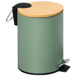 Kosmetikeimer Kesper "M&uuml;lleimer Bambus, FSC zertifiziert, 3l", gr&uuml;n, B:17cm H:23cm T:17cm &Oslash;:17cm, Kunststoff, Metall, M&uuml;lleimer, Kosmetikeimer, inkl. Inneneimer, Deckel mit Soft-Close