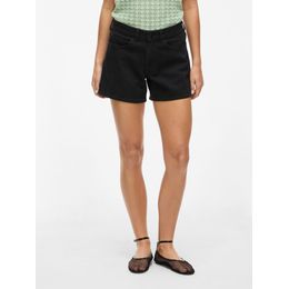 Jeansshorts Vila "VIJAF RW DENIM SHORTS-NOOS", Damen, Gr. 38, N-Gr, schwarz denim detail:wash 00, Denim/Jeans, Obermaterial: 99% Baumwolle, 1% Elasthan, Abriebeffekte, regular fit kurz, Jeans Jeansshorts
