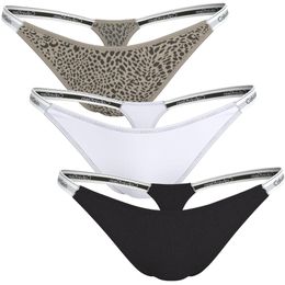 Tanga, Damen, Gr. L (40), schwarz, classic wei&szlig;, animal mirror, Jersey, Obermaterial: 90% Baumwolle, 10% Elasthan, Calvin Klein Underwear, unifarben, k&ouml;rpernah, Unterhosen Tanga, K&ouml;rpernahe Passform mit elastischem Bund