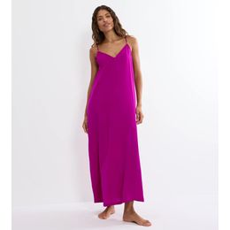 Sommerkleid Triumph "Summer Satin Dress", Damen, Gr. 46, N-Gr, raspberry juice, Satin, Obermaterial: 100% Polyester, bequem lang, tiefer V-Ausschnitt, Kleider Sommerkleid, tiefer V-Ausschnitt, schmale Tr&auml;ger