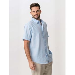 Langarmhemd TEESHOPPEN "TEESHOPPEN Shirt Linen Blend", Herren, Gr. L, Normalgr&ouml;&szlig;en, light blau, Obermaterial: 70% Baumwolle, 30% Leinen, Hemden