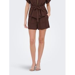 Jacqueline de Yong Shorts JDY "JDYMILLE MW SHORTS WVN NOOS", Damen, Gr. L, N-Gr, chicory coffee, Web, Obermaterial: 70% Viskose, 30% Nylon, unifarben, kniefrei, Hosen Shorts