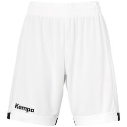 Shorts Kempa "Shorts PLAYER LONG SHORTS WOMEN", Damen, Gr. XS, US, wei&szlig; (wei&szlig;, schwarz), Obermaterial: 100% Polyester PES., Hosen Shorts