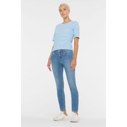 Slim-fit-Jeans SENSES.THE LABEL, Damen, Gr. 32, Normalgr&ouml;&szlig;en, blau, Denim/Jeans, Material: 78% Baumwolle, 21% Polyester, 1% Elasthan, Abriebeffekte, slim fit, Jeans Slim-fit-Jeans, mit Used-Waschung
