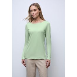 Langarmshirt Street One, Damen, Gr. 44, pale mint gr&uuml;n, Web, Obermaterial: 50% Baumwolle, 50% Modal. Futter: 100% Baumwolle, unifarben, normal normal, U-Boot-Ausschnitt, abgesteppt, Shirts Langarmshirt, im soften Baumwoll-Mix
