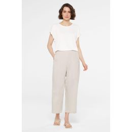 Culotte SENSES.THE LABEL, Damen, Gr. L, Normalgr&ouml;&szlig;en, beige (summer sand), Web, Material: 50% Baumwolle, 50% Leinen, unifarben, weit kn&ouml;chellang, Hosen Culotte, mit Baumwolle