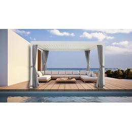 Pavillon Konifera "Palma", wei&szlig; (wei&szlig;, wei&szlig;, grau), B/H/T: 394cm x 244cm x 304cm, Pavillons, Pergola, mit Lamellendach, Topseller