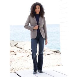 Jackenblazer Heine "Blazer", Damen, Gr. 40, blau (marine, sesam, gemustert), 80% Polyester, 20% Wolle, Blazer
