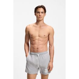 Badehose HUGO UNDERWEAR "Paolo", Herren, Gr. L (52), N-Gr, light, pastel grau 051, Web, Obermaterial: 100% Polyacryl, Badehosen Badehose, mit Stack-Logo, Tunnelzug