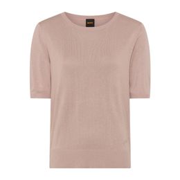 Kurzarmpullover BOSS Orange "Fiaffu Premium Damenmode", Damen, Gr. L, open pink 698, Feinstrick, Obermaterial: 60% Viskose, 35% Polyacryl, 5% Kaschmir, unifarben, regular fit normal, Rundhals, Rippstrickb&uuml;ndchen, Pullover, mit Lochmuster, Kaschmir-Anteil