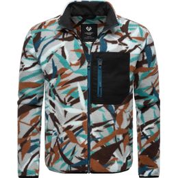 Fleecejacke Ragwear "Collsy", Herren, Gr. XL (54), blau (aquablau), Fleece, 100% Polyester, gerade h&uuml;ftbedeckend, hoch geschlossener Ausschnitt, &Auml;rmel ohne &Auml;rmelschlitz abgesteppte Kante, Jacken Fleecejacke, Gemusterte Herren Pl&uuml;schjacke mit hohem Kragen