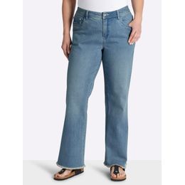 Bootcut-Jeans sheego, Damen, Gr. 40, Normalgr&ouml;&szlig;en, blau, bleached, 95% Baumwolle, 3% Polyester, 2% Elasthan, unifarben, lang, Jeans