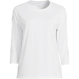 LANDS' END Supima-Shirt mit 3/4-&Auml;rmeln und relaxtem Fit, Damen,  Wei&szlig;, by Lands' End