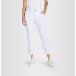 Chinohose MAC "CHINO turn up", Damen, Gr. 34, N-Gr, wei&szlig;, Web, Obermaterial: 96% Baumwolle, 4% Elasthan, unifarben, slim fit kn&ouml;chelfrei, Hosen Chinohose, mit dezentem Glanz, elegant und sportiv zugleich