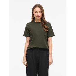 Kurzarmshirt Vila "VINORA S/S T-SHIRT - NOOS", Damen, Gr. L, forest night, Jersey, Obermaterial: 96% Baumwolle, 4% Elasthan, unifarben, regular fit normal, Rundhals, Shirts, Baumwollmischung, regular fit
