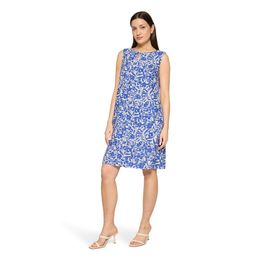 Sommerkleid Betty Barclay "Damen ohne Arm", Damen, Gr. 40, Normalgr&ouml;&szlig;en, wei&szlig;, blau, Obermaterial: 55% Leinen, 45% Viskose, Basic schmal kurz, Rundhals, Kleider Sommerkleid