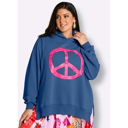 Kapuzensweatshirt, Damen, Gr. 40, royalblau, pink, bedruckt, 100% Baumwolle, bedruckt, gemustert, Rundhals, Sweatshirts
