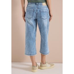 Loose-fit-Jeans Cecil, Damen, Gr. 25, L&auml;nge 20, vanillewei&szlig;, Jeans, 82% Baumwolle, 15% Polyester, 3% Elasthan, gestreift, 3/4-L&auml;nge, Jeans, mit Wide Legs