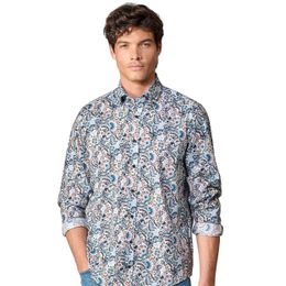 Langarmhemd Casamoda "Casamoda Freizeithemd Print", Herren, Gr. L, Normalgr&ouml;&szlig;en, blau, 100% Baumwolle, bedruckt, l&auml;ssig geschnitten, Hemden