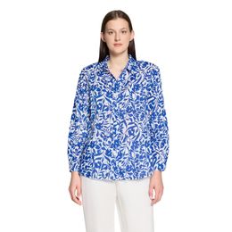 Longbluse Betty Barclay "Damen langarm", Damen, Gr. 44, wei&szlig;, blau, Obermaterial: 100% Baumwolle, l&auml;ssig geschnitten normal, V-Ausschnitt, Blusen Longbluse