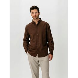 Langarmhemd TEESHOPPEN "TEESHOPPEN Shirt Linen Blend", Herren, Gr. XXL, Normalgr&ouml;&szlig;en, coffee, Obermaterial: 70% Baumwolle, 30% Leinen, Hemden