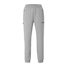 Jogginghose Uhlsport "Jogginghose ID Women", Damen, Gr. L, US, grau (schwarz grau melange), Obermaterial: 72% Baumwolle CO(Bio). 28% Polyester Pol. recyc.., Hosen Jogginghose