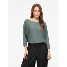3/4 Arm-Pullover Vila "VIMALU BOATNECK 3/4 SLEEVE KNIT TOP-NOOS", Damen, Gr. L, balsam gr&uuml;n detail:melange, Strick, Obermaterial: 50% Polyester, 30% Viskose, 20% Nylon, meliert, loose fit normal, U-Boot-Ausschnitt, Rippstrickb&uuml;ndchen, Pullover, Materialmix, loose fit