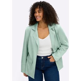 Kurzblazer sheego "Blazer", Damen, Gr. 50, kalkmint, 90% Polyester, 10% Elasthan, Blazer Kurzblazer
