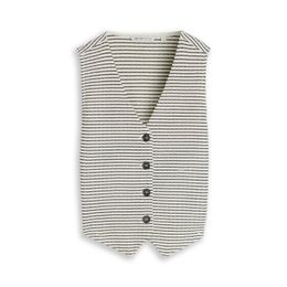 Tom Tailor Denim Damen Fitted Jacquard Blazer-Weste, wei&szlig;, Gestreift, Gr. M