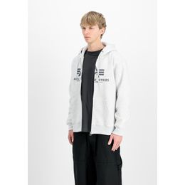 Hoodie Alpha Industries "Basic Zip Hoodie BL", Herren, Gr. L, grau (pastel grau melange), Obermaterial: 80% Baumwolle, 20% Polyester, regular fit, Sweatshirts Hoodie