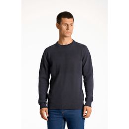 Strickpullover LINDBERGH, Herren, Gr. XL, blau (navy), Strick, Obermaterial: 100% Baumwolle, unifarben, normal h&uuml;ftbedeckend, Rundhals, Flachstrickb&uuml;ndchen, Pullover Strickpullover, mit Struktur