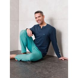 w&auml;schepur Pyjamaoberteil W&Auml;SCHEPUR "Schlafanzug-Shirt", Herren, Gr. 44/46, blau (dunkelblau), 100% Baumwolle, unifarben, Shirts