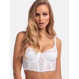 Bustier Dorina "Arya", Damen, Gr. 70, Cup E, wei&szlig;, Obermaterial: 64% Polyamid, 27% Polyester, 9% Elasthan, BHs Bustier, mit Spitzen- und Netzbesatz, mit B&uuml;gel