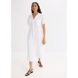 bonprix Kaftan-Kleid aus weichem Musselin, wei&szlig;, Gr.38, Kaftan-Kleid in Oversize-Passform mit Kimono&auml;rmeln und Seitenschlitzen am Saum., aus 100% Baumwolle,Musselin