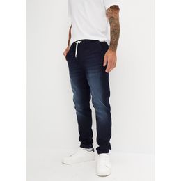 bonprix Regular-Fit Jeans-Jogger mit Dehnbund Straight, blau, Gr.56, Moderne Schlupf-Sweatjeans, 73% Baumwolle