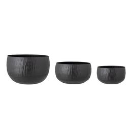 Bloomingville Abisha Blumentopf Set 3er, Schwarz, Metall &Oslash; 26,5xH16/&Oslash; 33xH19/&Oslash; 40xH25 cm skandinavische Deko Online Shop