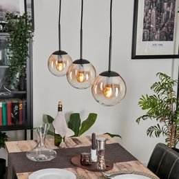 hofstein Gastor H&auml;ngeleuchte Glas 15 cm Bernsteinfarben, Klar, 3-flammig